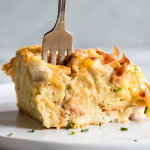 Overnight Bacon and Cheese Strata - House of Yumm