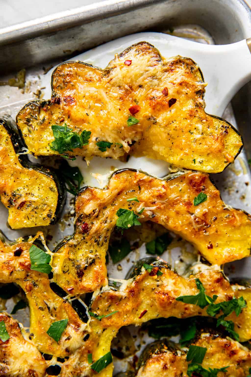 Garlic Parmesan Roasted Acorn Squash - House of Yumm